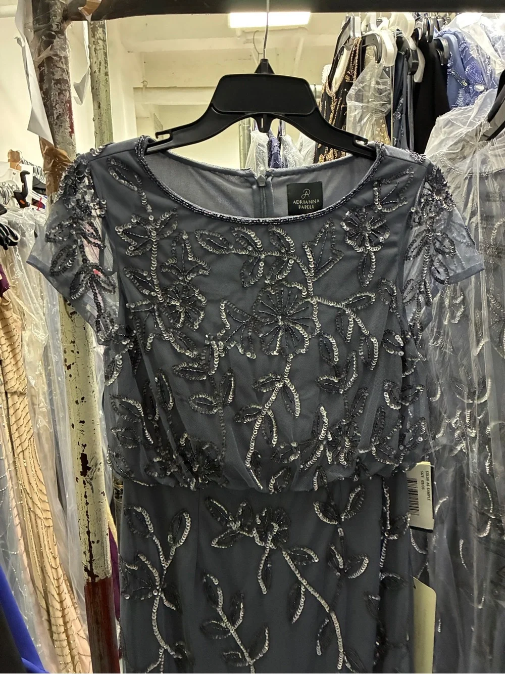 Adrianna Papell | Dresses | Adrianna Papell Dusty Blue Beaded Gown Nwt ...